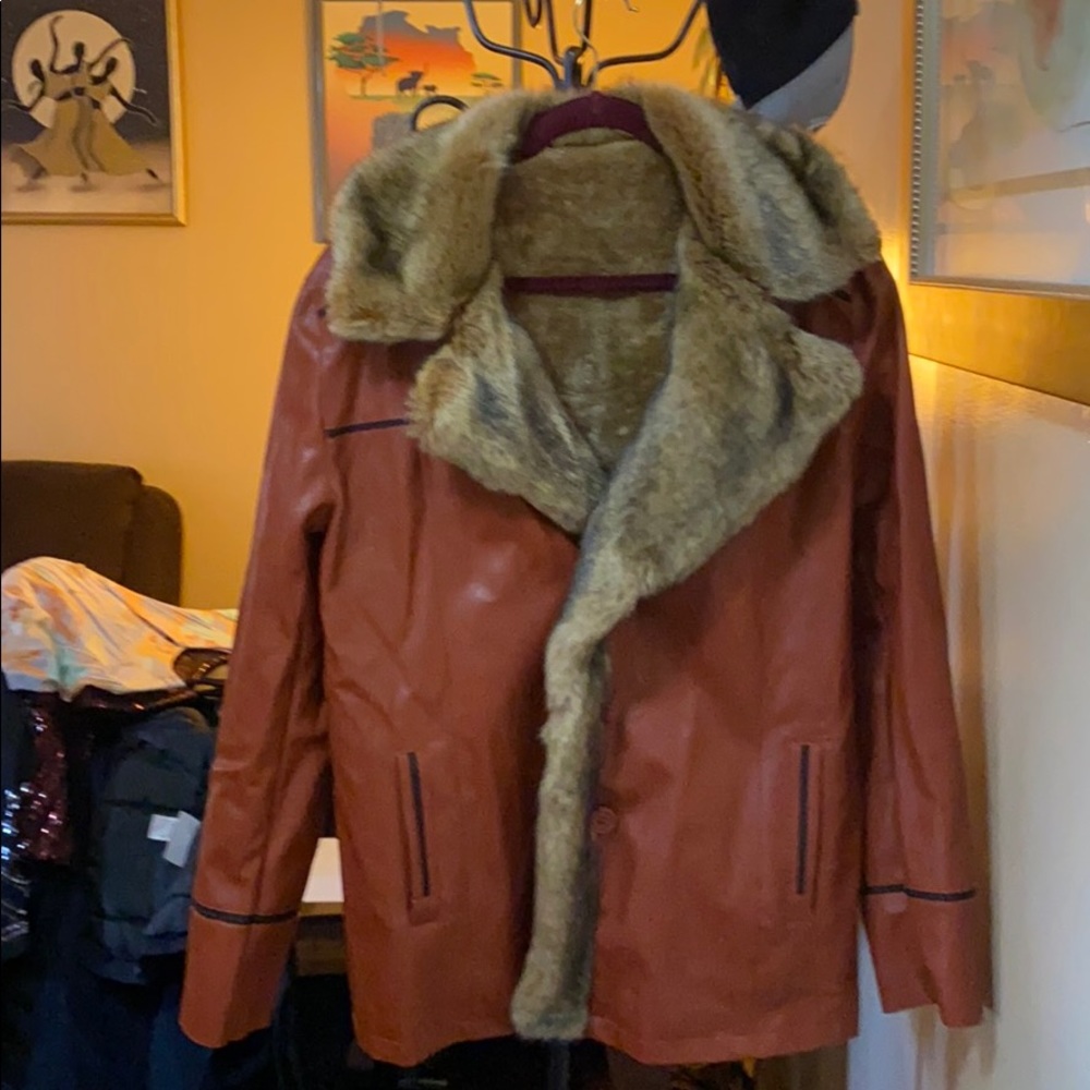 Men’s Pu Leather Rust With Faux Fur Lining - Gem